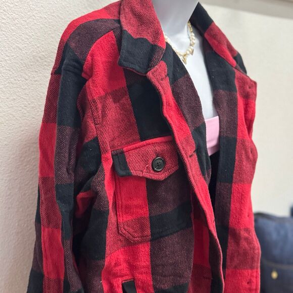 Lucky Brand | Tops | Lucky Brand Red And Black Plaid Shacket | Poshmark